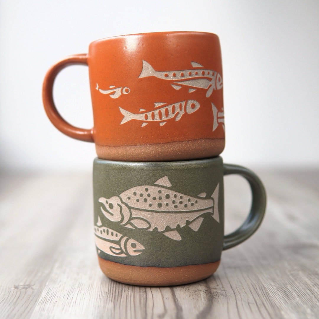 Salmon Fish Mug Sockeye Life Cycle Handmade Pottery - Etsy