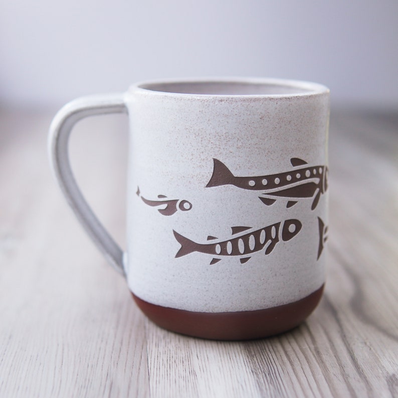 Salmon Fish Mug Sockeye Life Cycle Handmade Pottery - Etsy