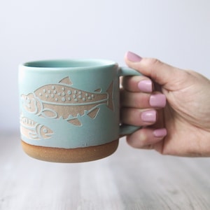 Salmon Fish Mug - Sockeye Life Cycle Handmade Pottery - Etsy
