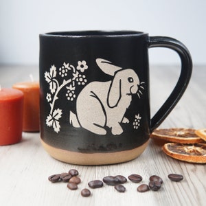 Rabbit Mug Farmhouse Style Handmade Pottery Cup With - Etsy