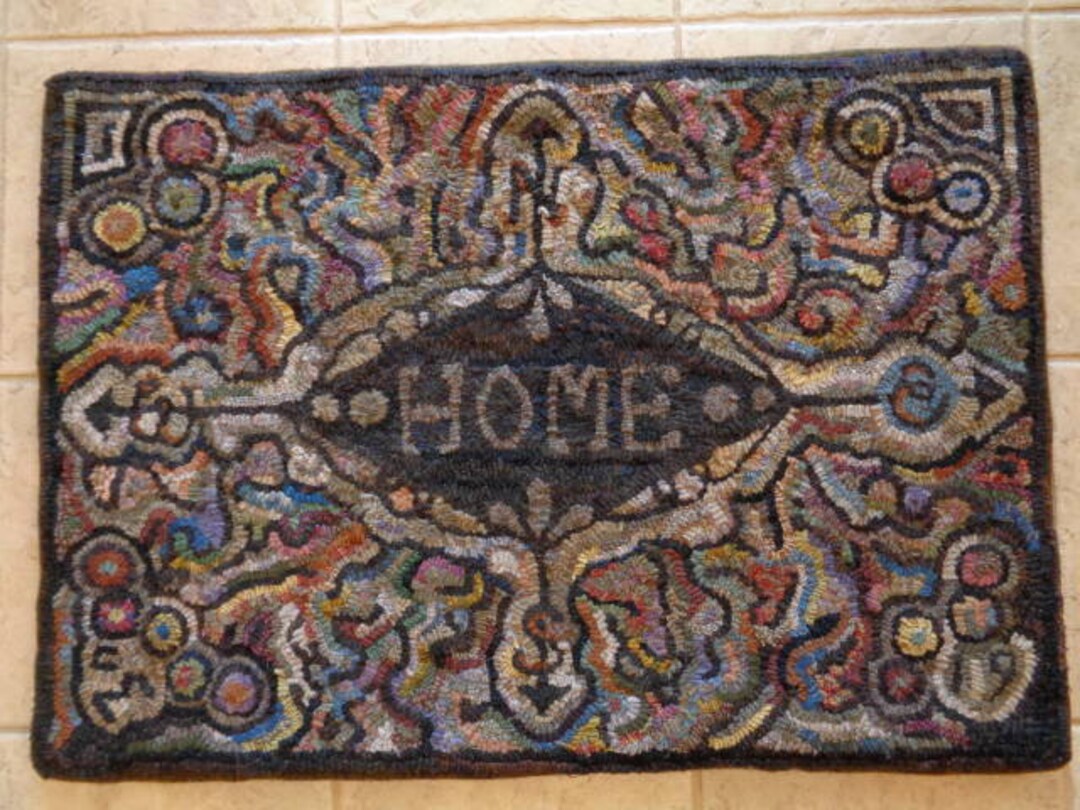 HOME Welcome Rug Hooking Hooked Pattern on Primitive Linen - Etsy