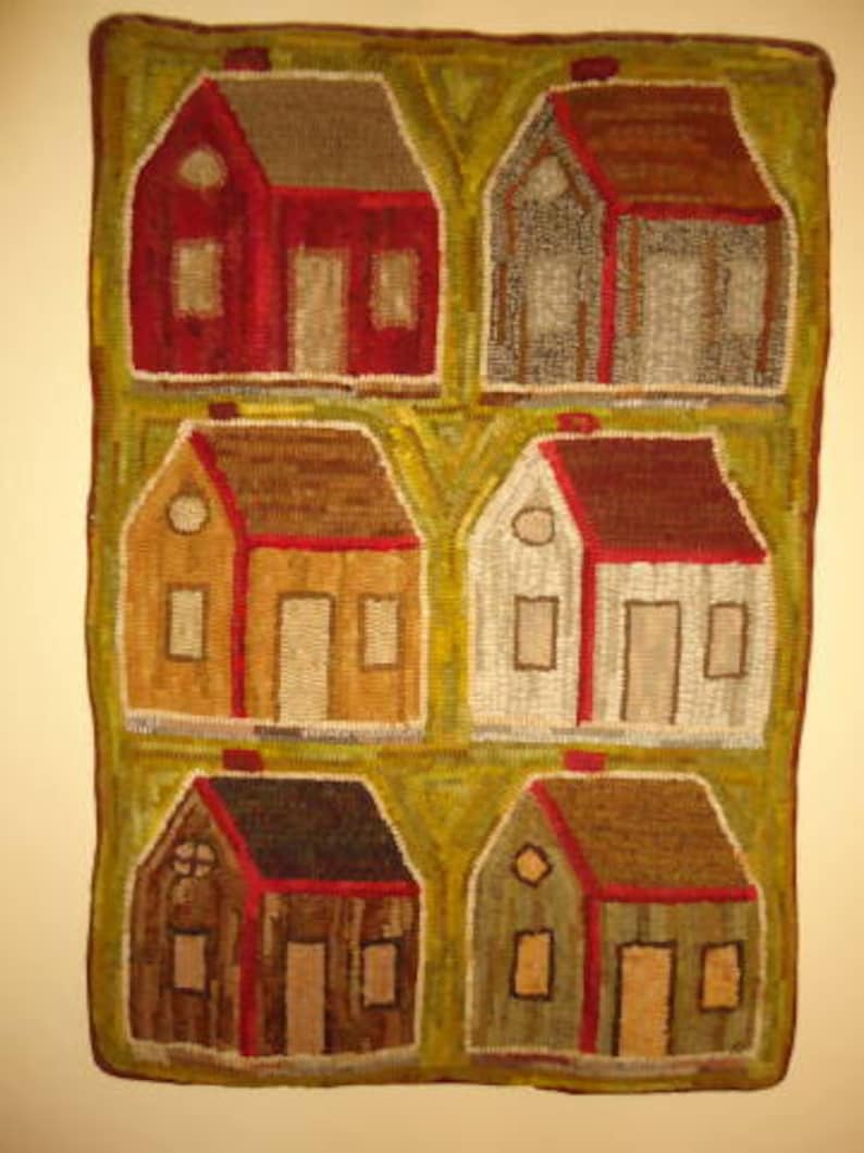 SCHOOLHOUSE (or House) Rug Hooking Hooked Pattern on Primitive Linen - Etsy