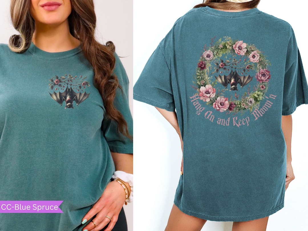 Whimsigoth Vintage Bat Comfort Colors Shirt, Floral Cottagecore, Gift ...