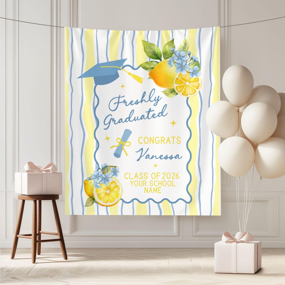 Personalized Freshly Graduated Banner, Graduation Party Welcome Sign ...