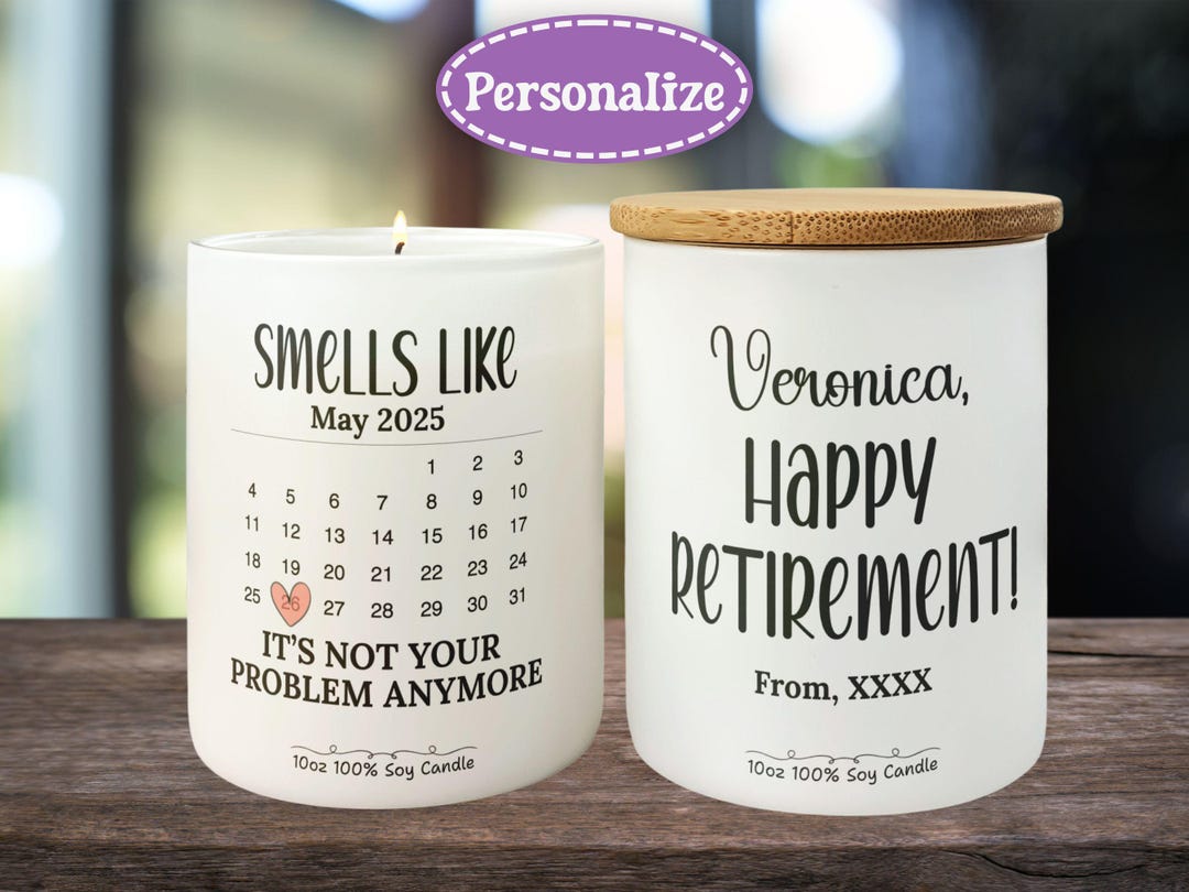 Personalized Retirement Gift, Custom Retirement Candle, Coworker Gifts ...