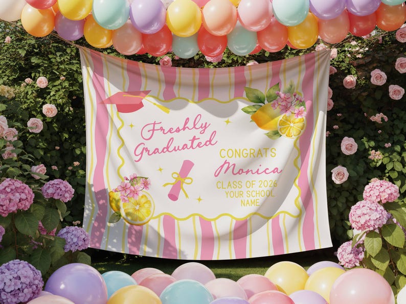 Custom Graduation Banner, Personalized Freshly Graduated Tapestry, Grad ...