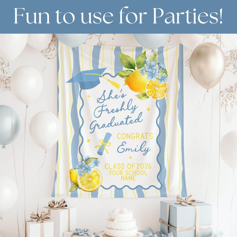 Personalized Freshly Graduated Banner, Graduation Party Welcome Sign ...
