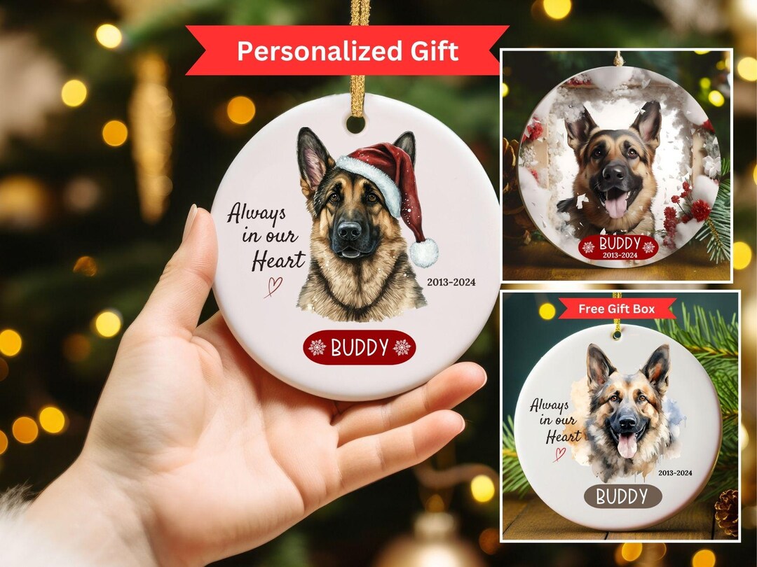 Personalized German Shepherd Dog Ornament, Custom Dog Christmas ...