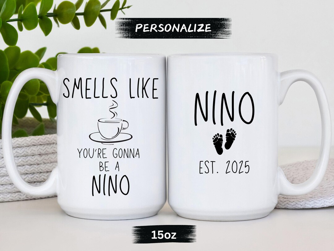 Personalized Nino Pregnancy Reveal Mug, Pregnancy Announcement Gift for ...