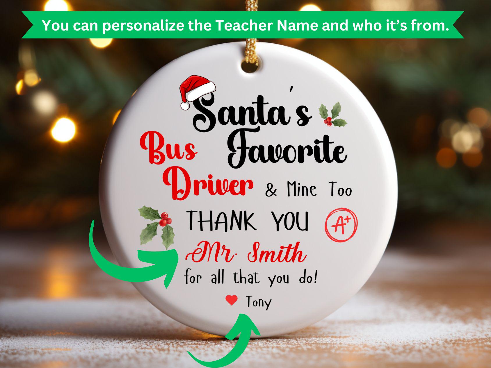 Custom Bus Driver Ornament, School Stocking Stuffer, Personalized ...