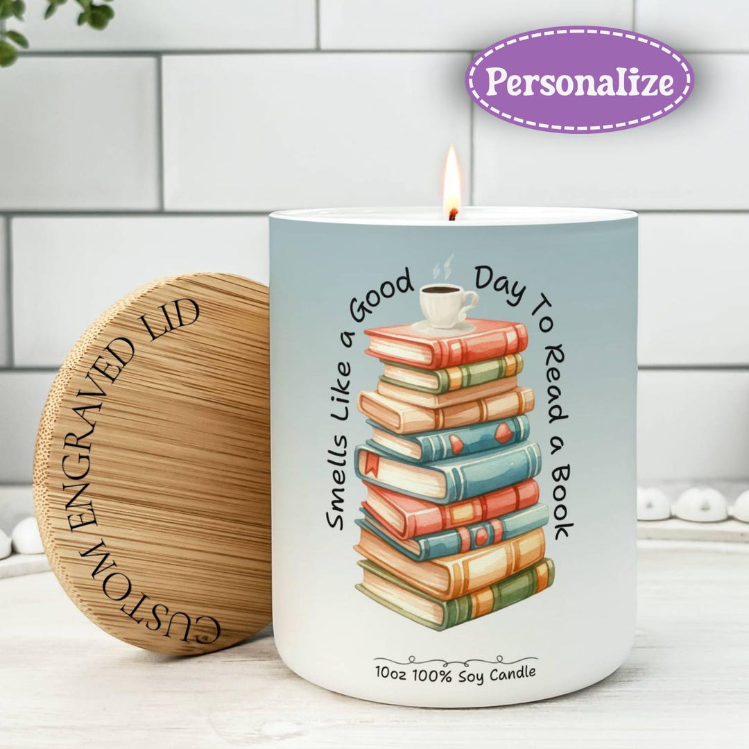 Personalized Reading Soy Candle, Custom Book Lover Gift, Bookish Gift ...