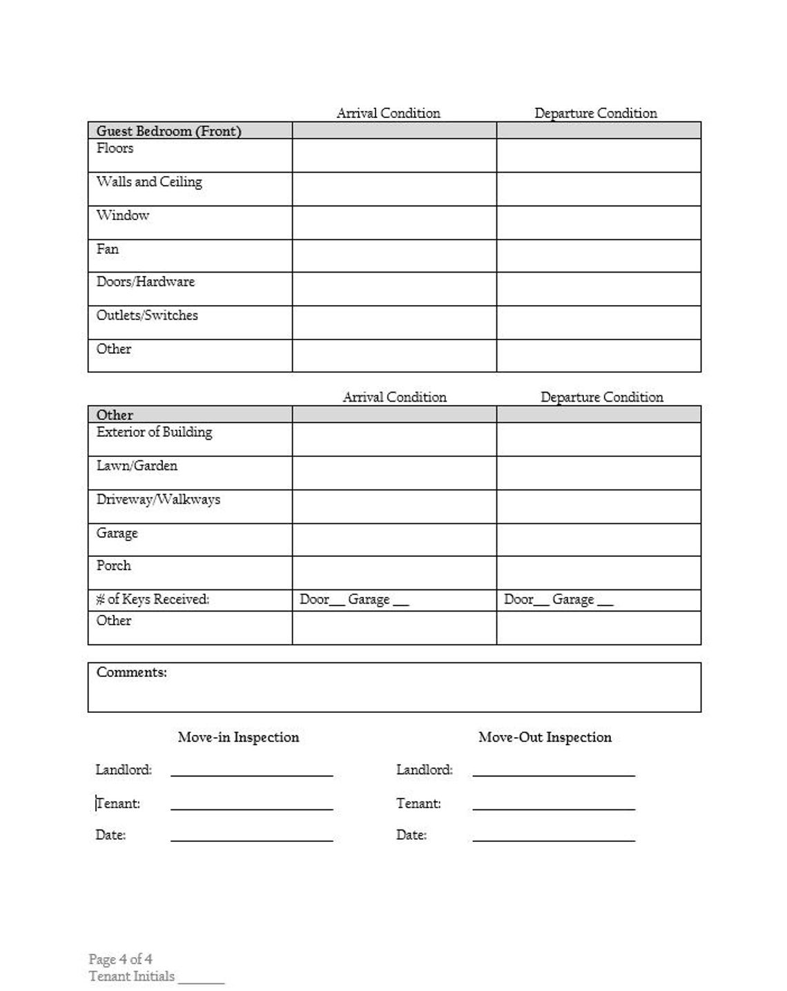 Simple Rental Property Inspection Form - Etsy