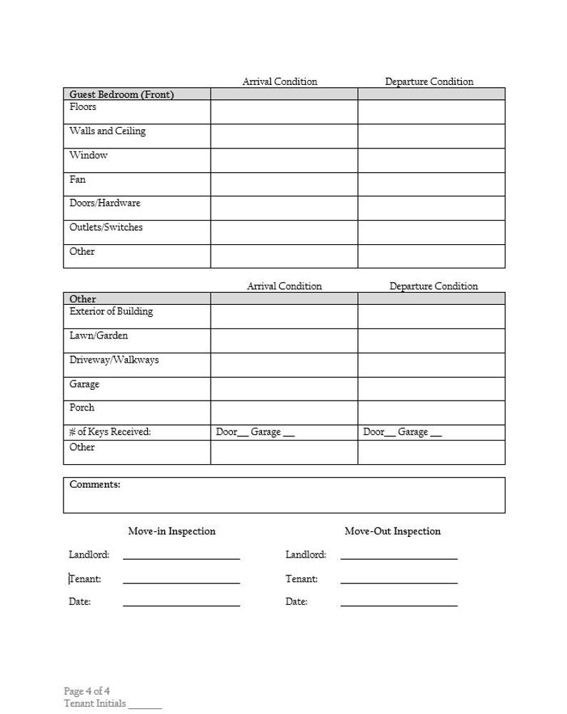 Simple Rental Property Inspection Form - Etsy