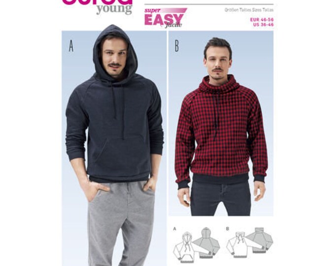 Burda Style 6718 / Printed Sewing Pattern / Mens Pullover Hoodie - Etsy
