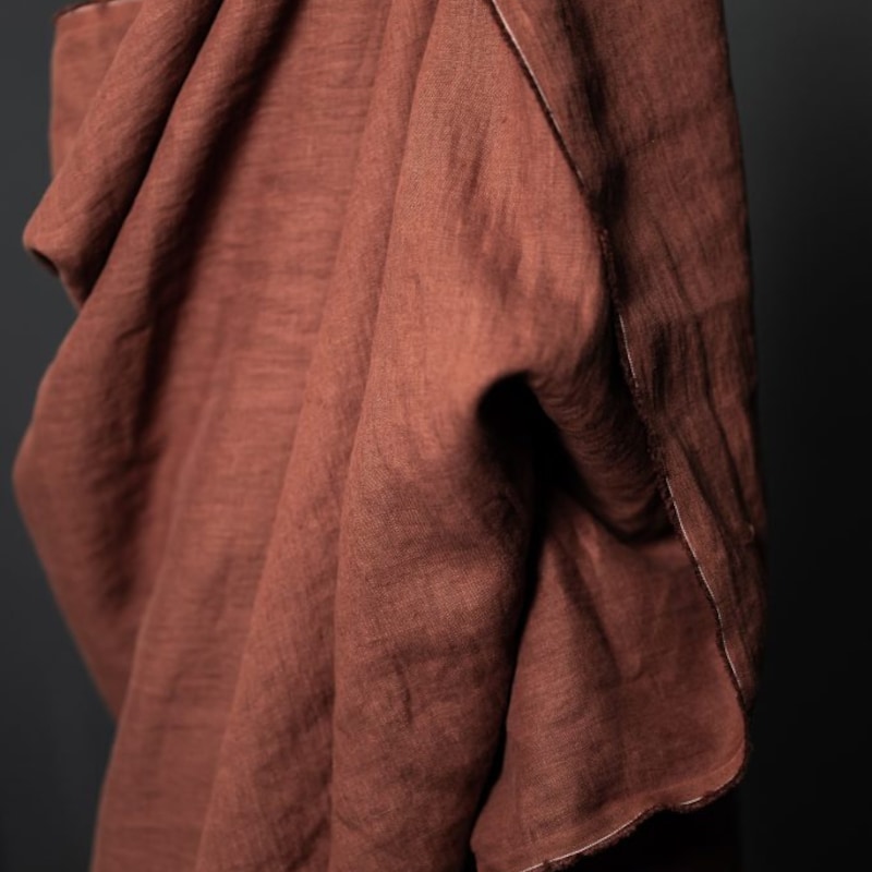 Linen Rust Fabric - Etsy