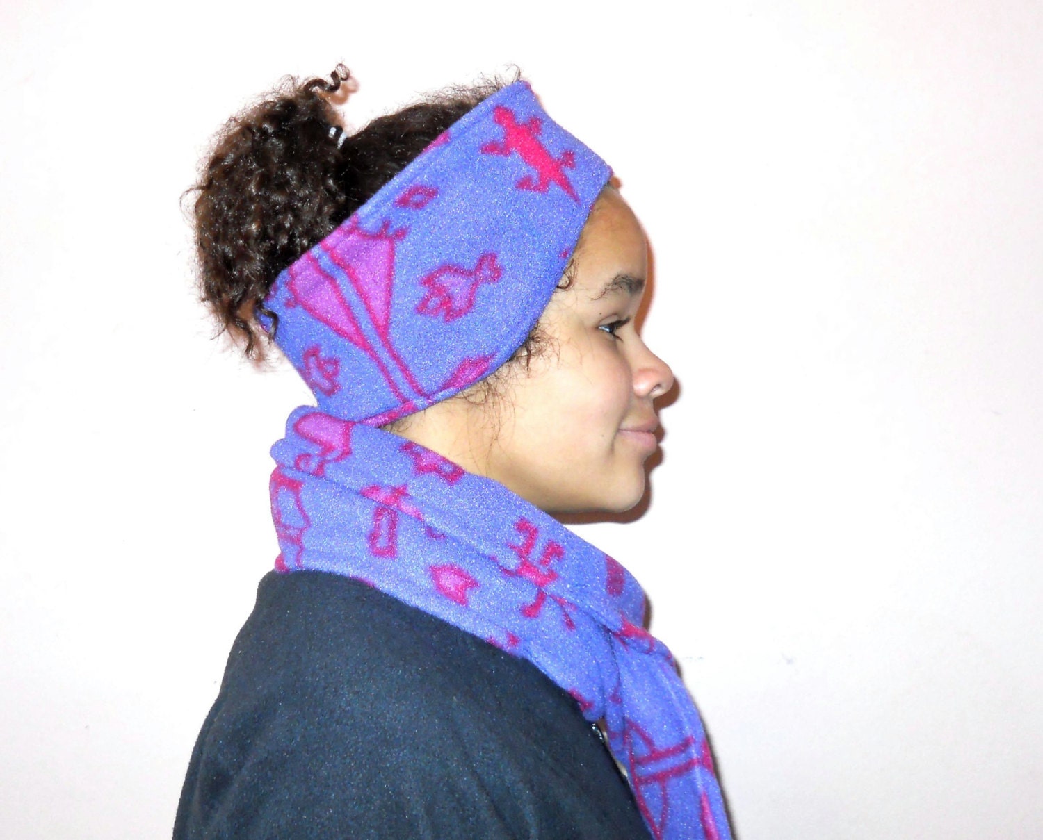 Primative Design Polar Fleece Ear Muff and Self Tying Scarf Set ...