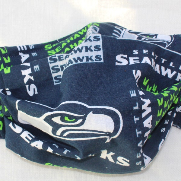 Seattle Seahawk Adult & Ex-large Face Mask, Reusable, 100% Cotton, Nose ...