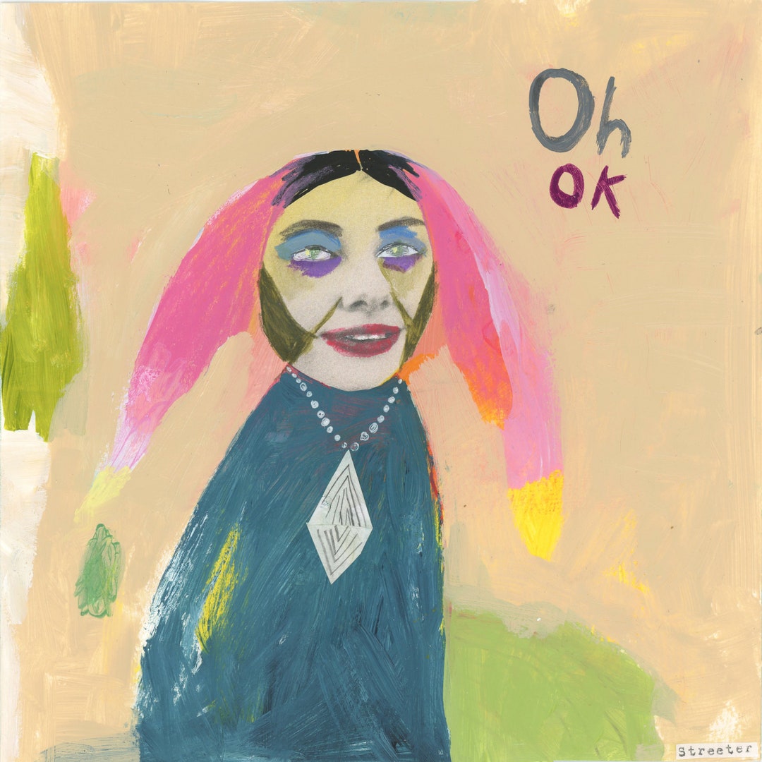 Original Art 9x9" Collage Painting on Paper Surreal Face Portrait - Etsy