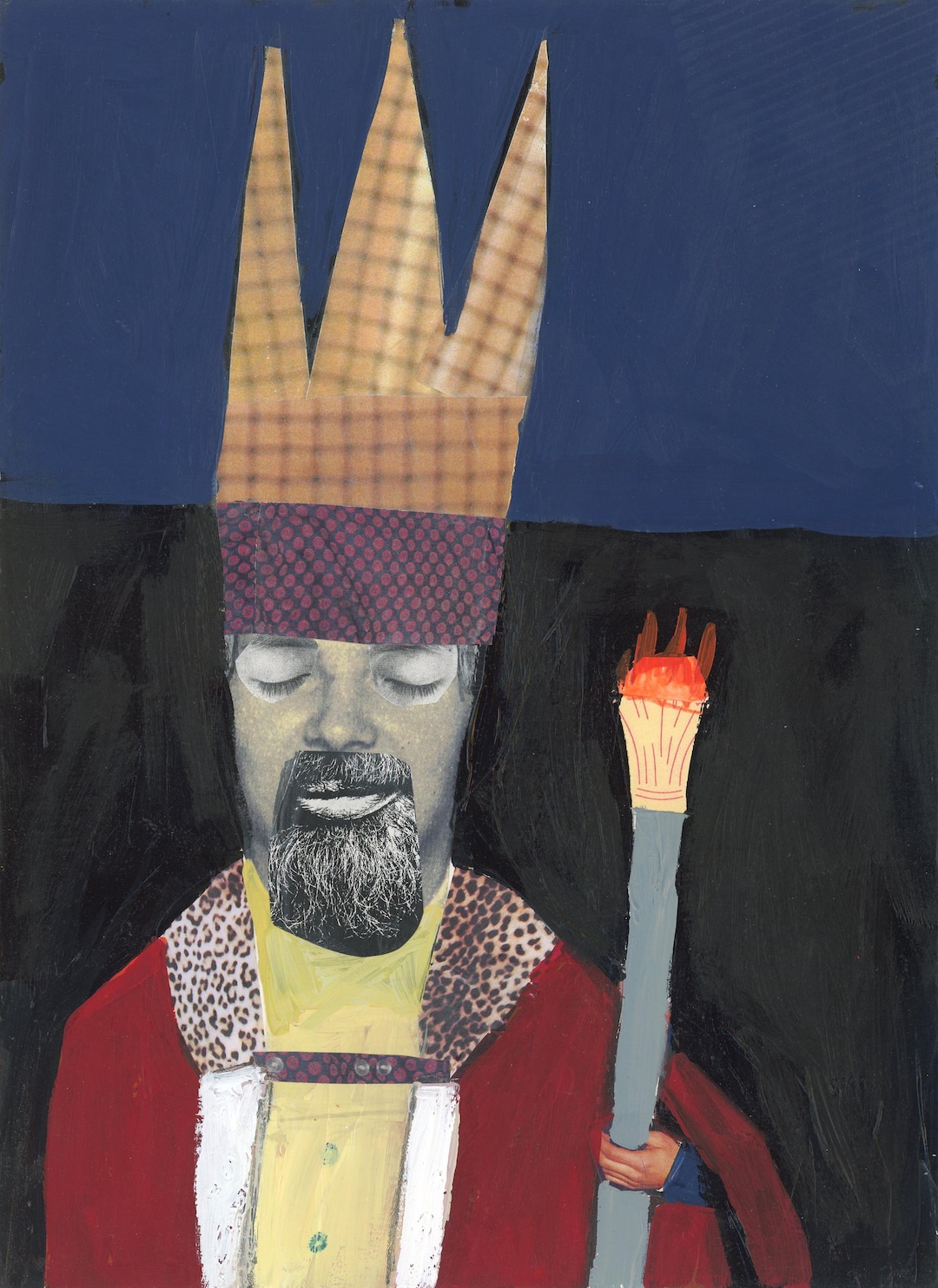 Original Art Collage on Paper Mixed Media King Crown - Etsy