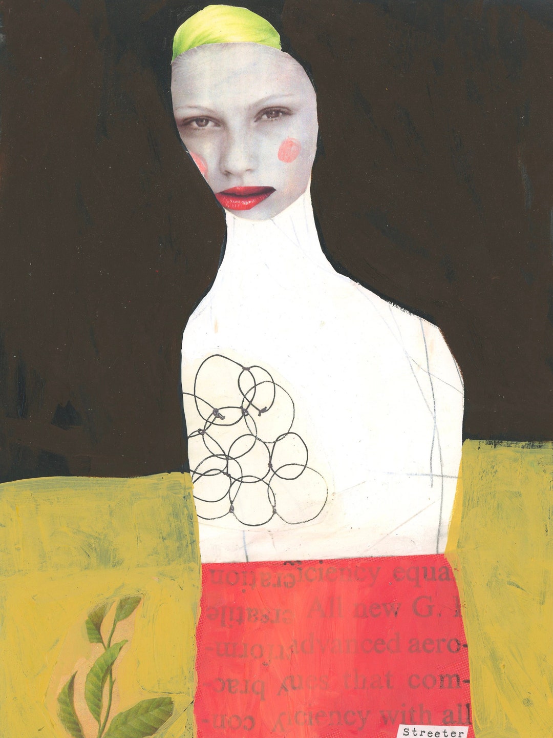 Original Art 9" X 12" Collage Painting on Paper Figure Portrait Growth ...