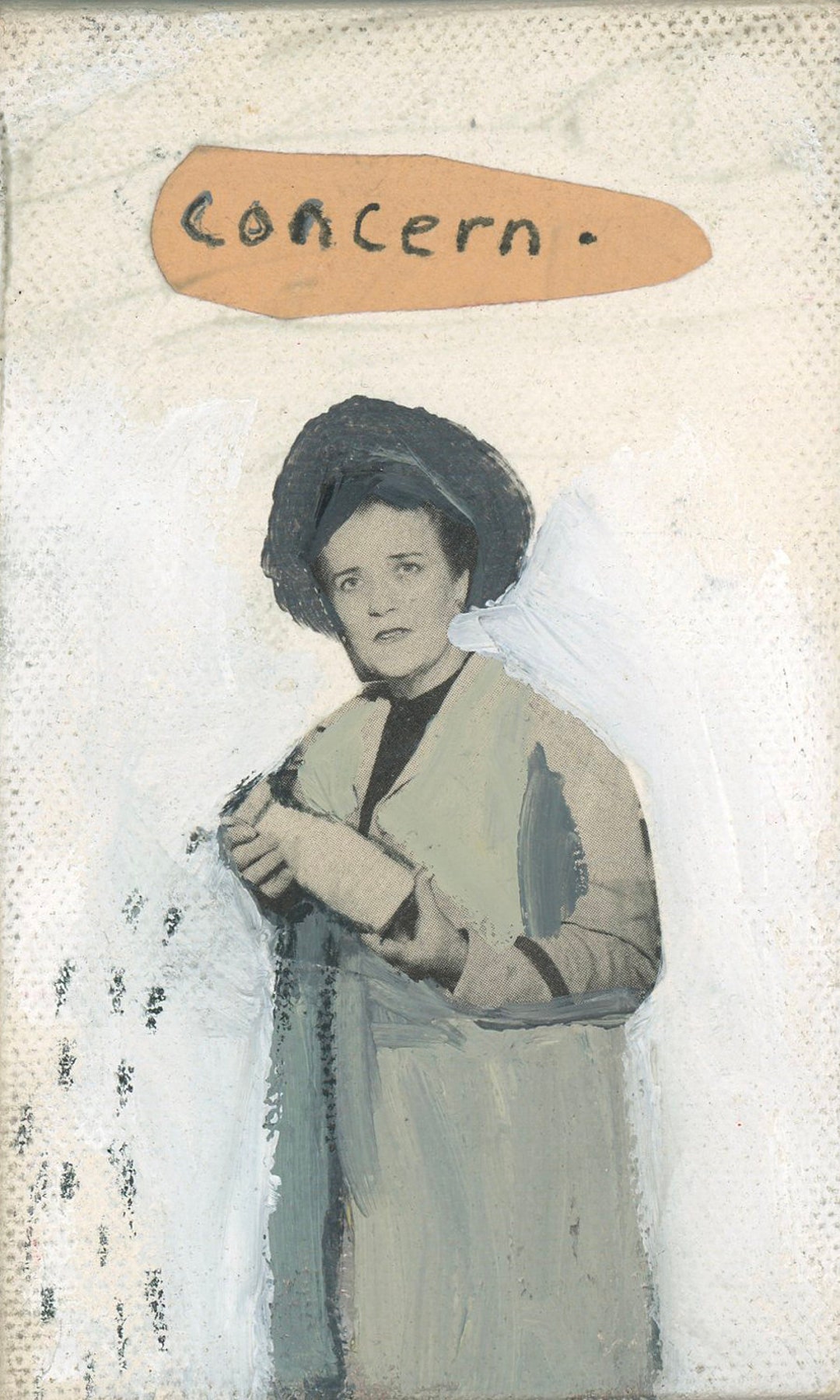 Original Art 3"x5" Small Collage Painting Small Art on Canvas Concern ...