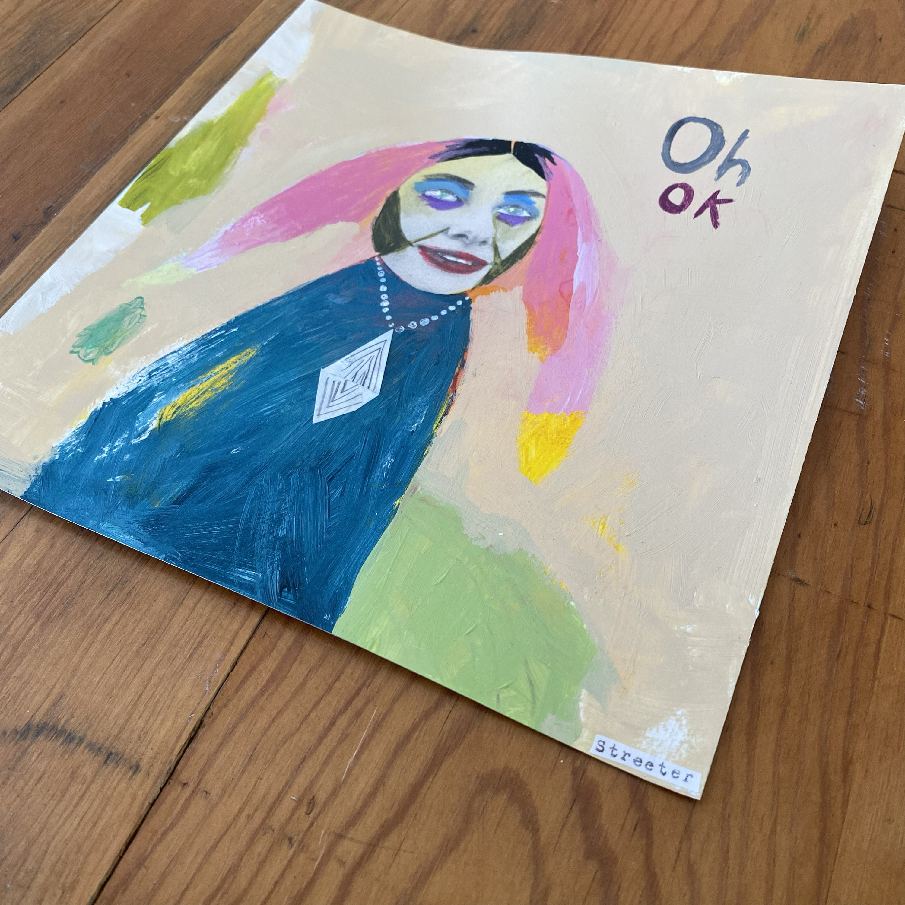 Original Art 9x9 Collage Painting on Paper Surreal Face Portrait - Etsy