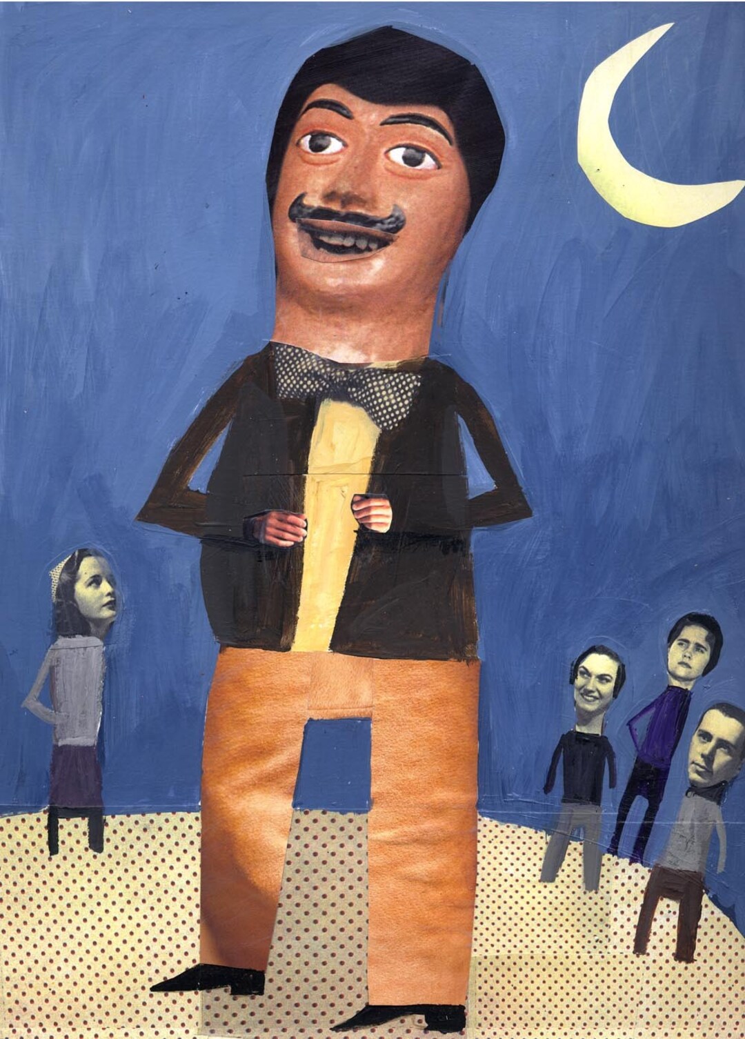 Original Art Collage Painting on Paper Puppet Man 9" X 12" - Etsy