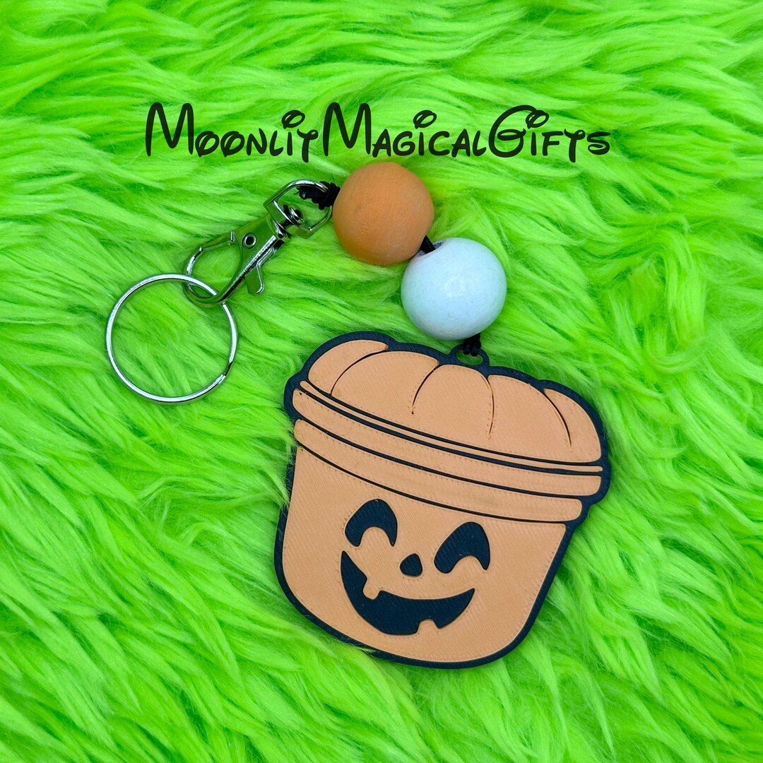 Halloween Boo Bucket Keychain, 3D Printed Halloween Keychain, Cute ...
