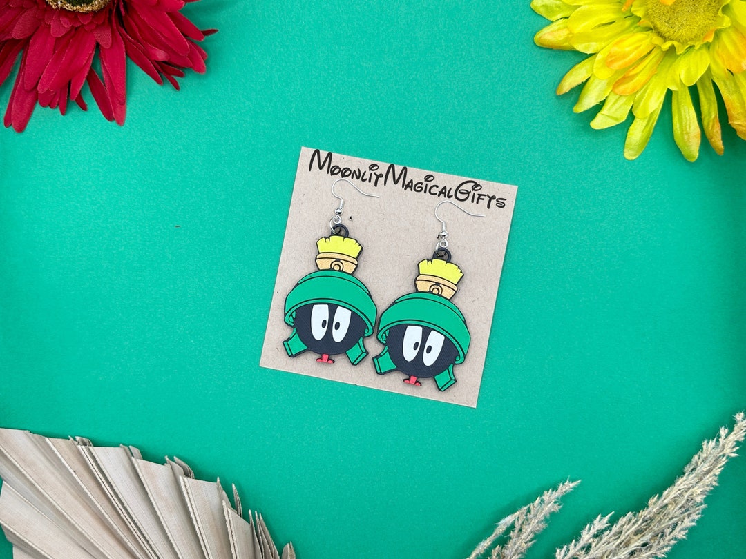 Marvin the Martian Inspired Earrings | 3D Printed Marvin the Martian ...