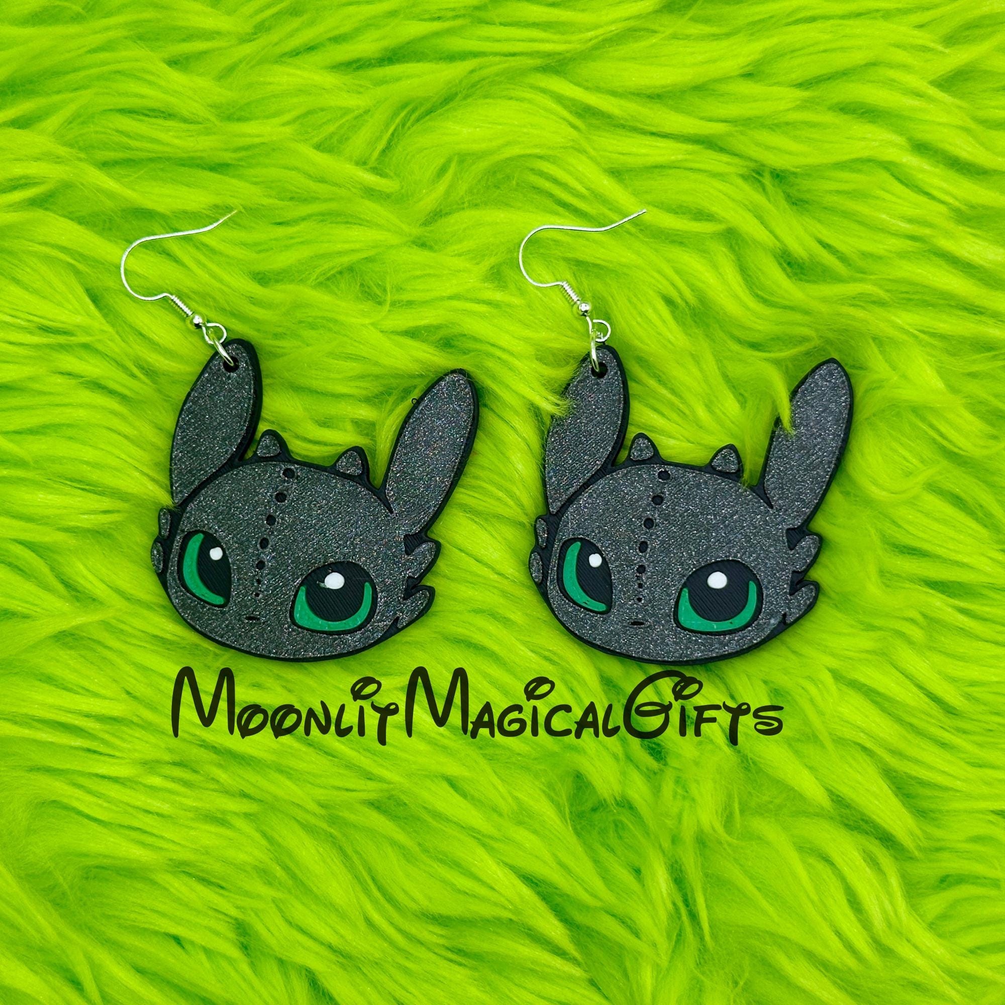 Toothless Earrings, 3D Printed Dragon Earrings, Night and Light Fury ...