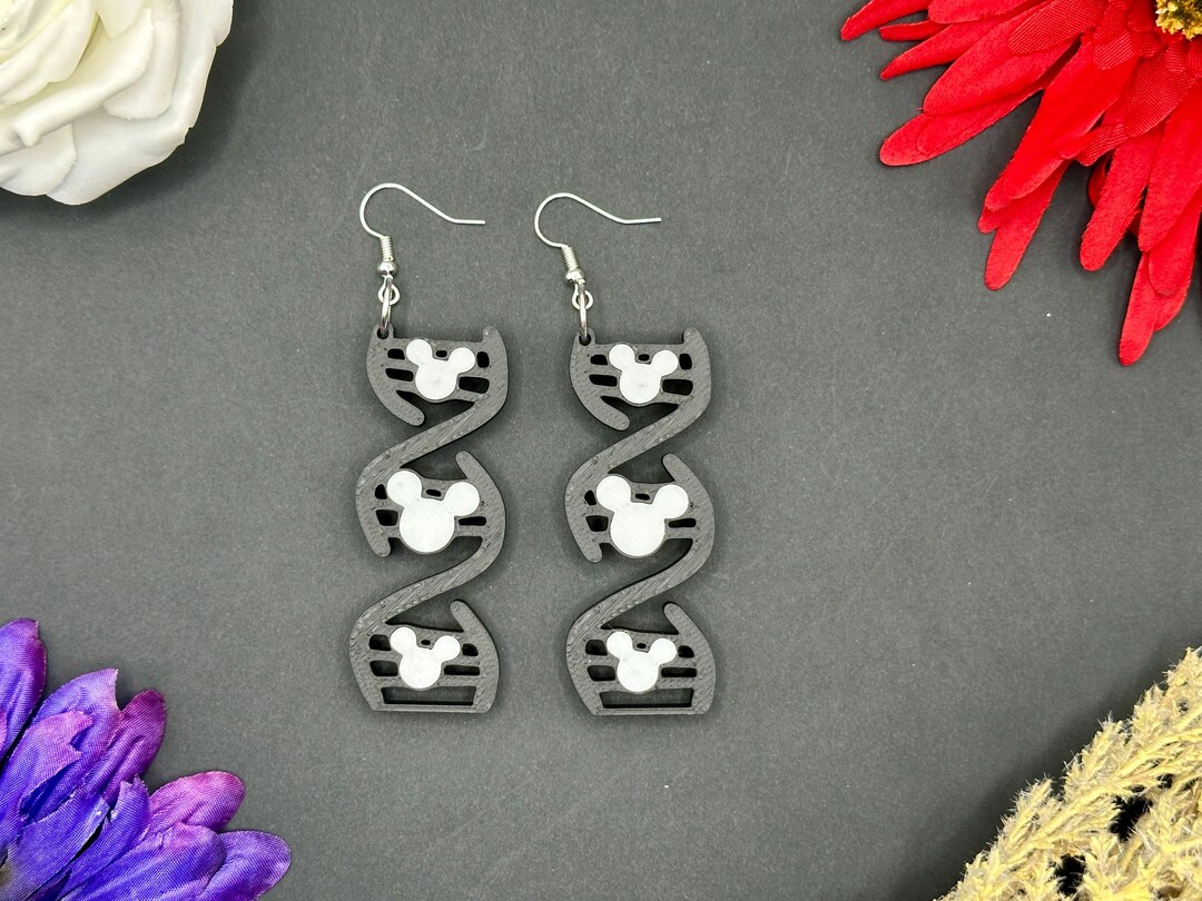 Mickey Mouse DNA Earrings, 3D Printed Mickey Earrings, Disney Inspired ...