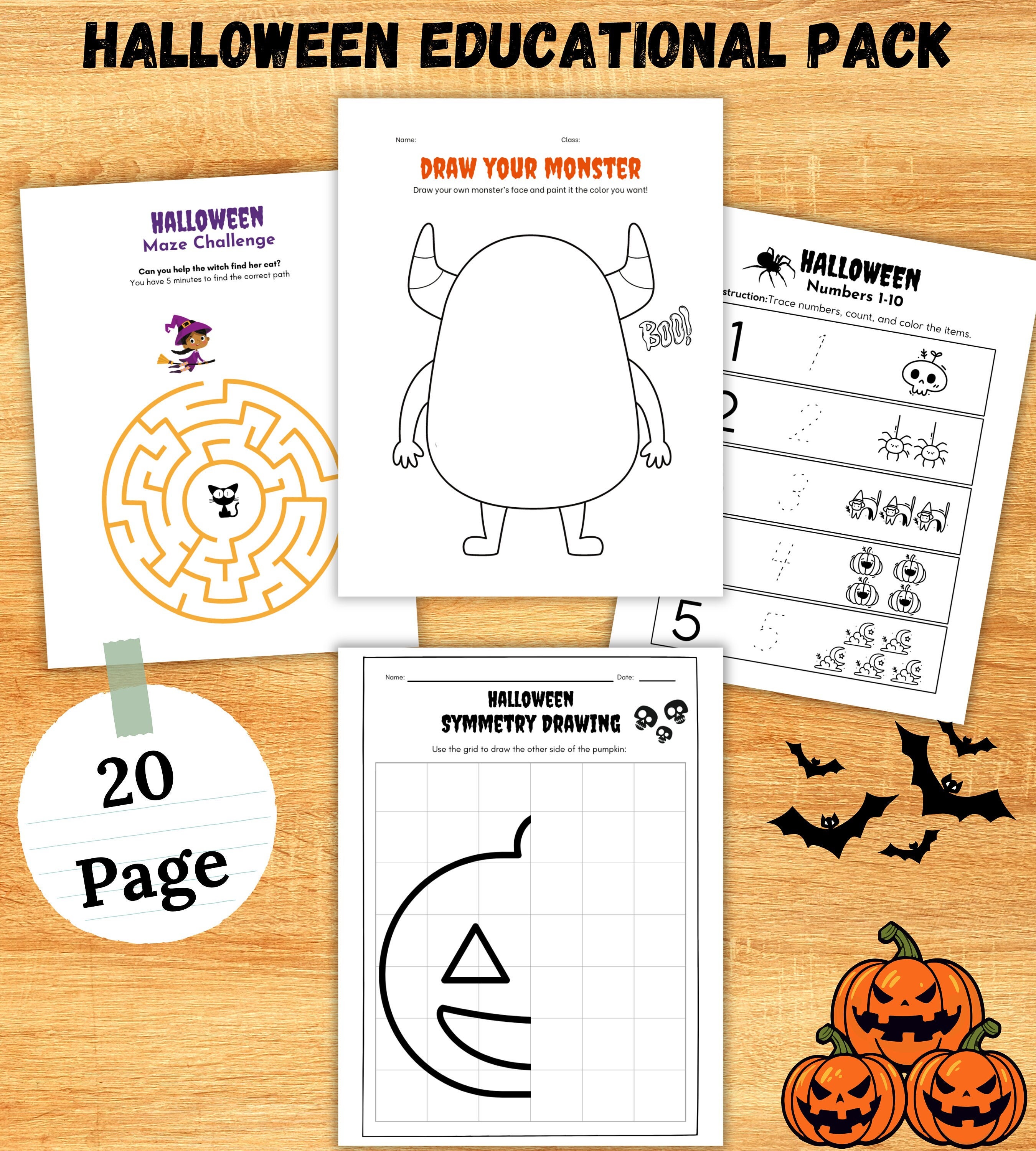 Halloween Educational Pack, Printable Kids Halloween Activities ...