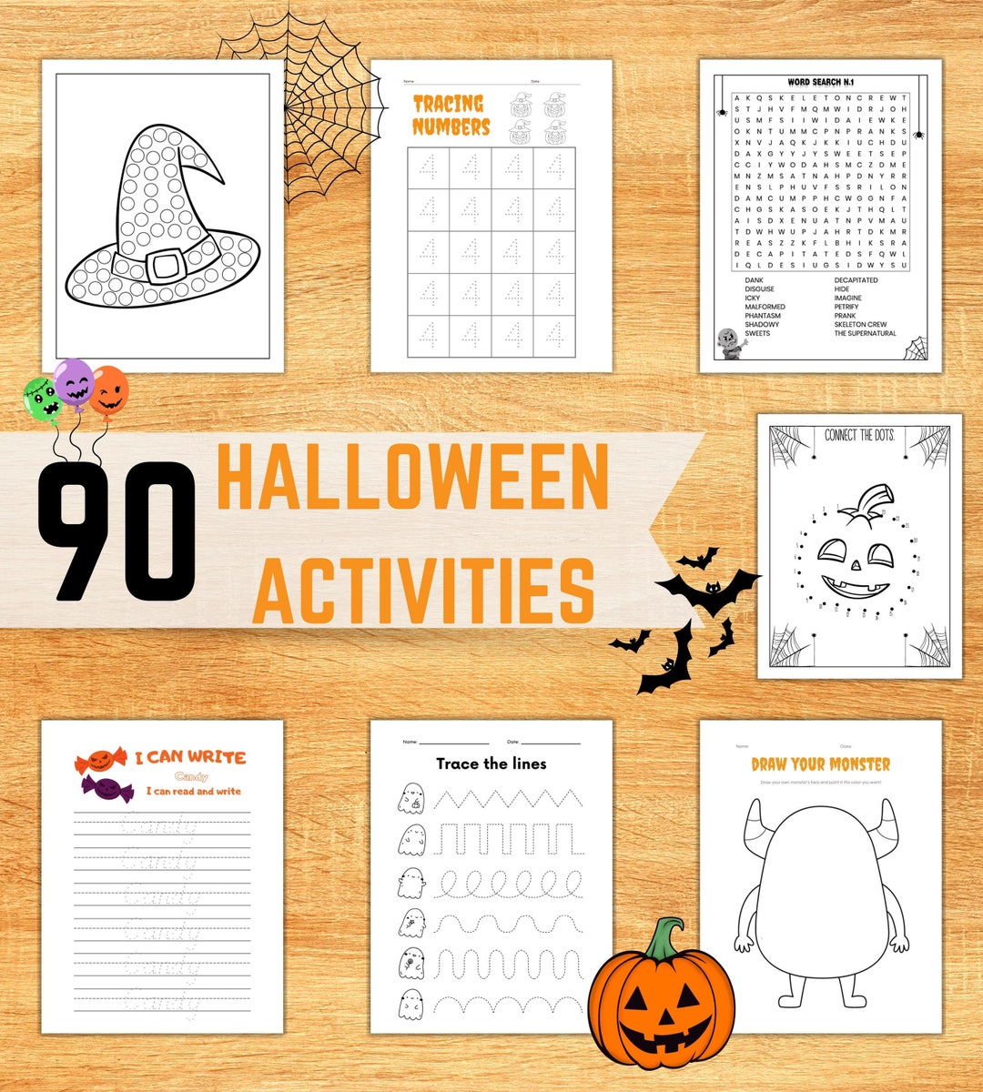 Halloween Activity Pack, Coloring Pages, Word Search (PDF) - Etsy