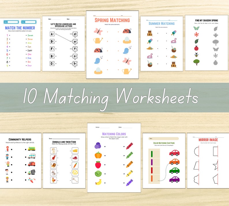Printable Matching Worksheets, Match the Picture, Kindergarten ...