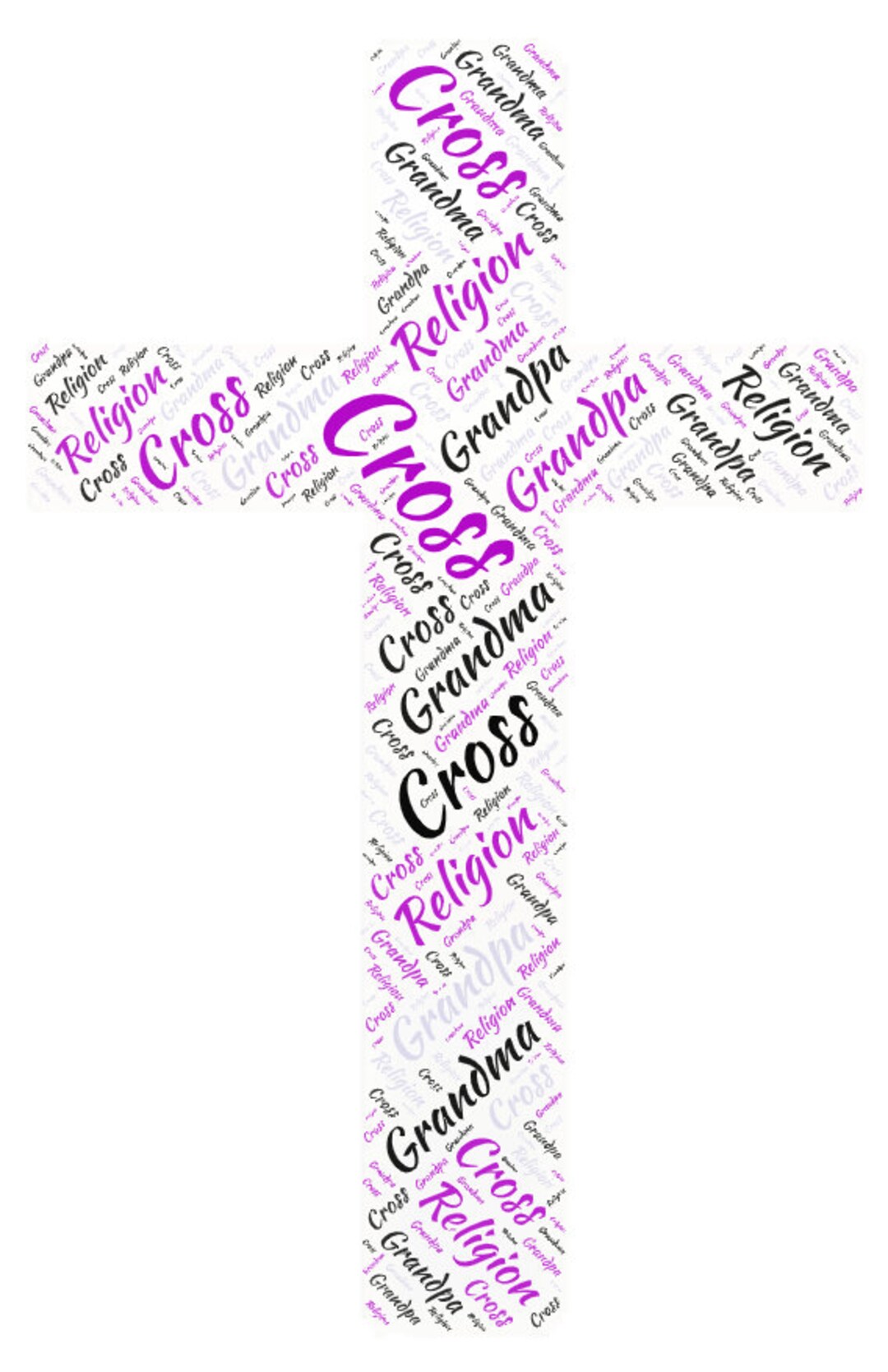 Personalized Cross Word Collage Wordle Word Cloud Custom Digital ...