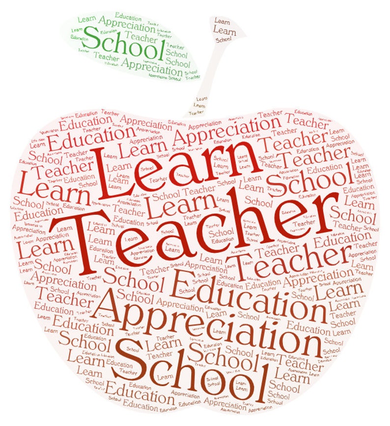 Teacher Appreciation Gift Custom Word Collage Wordle Word Cloud for ...