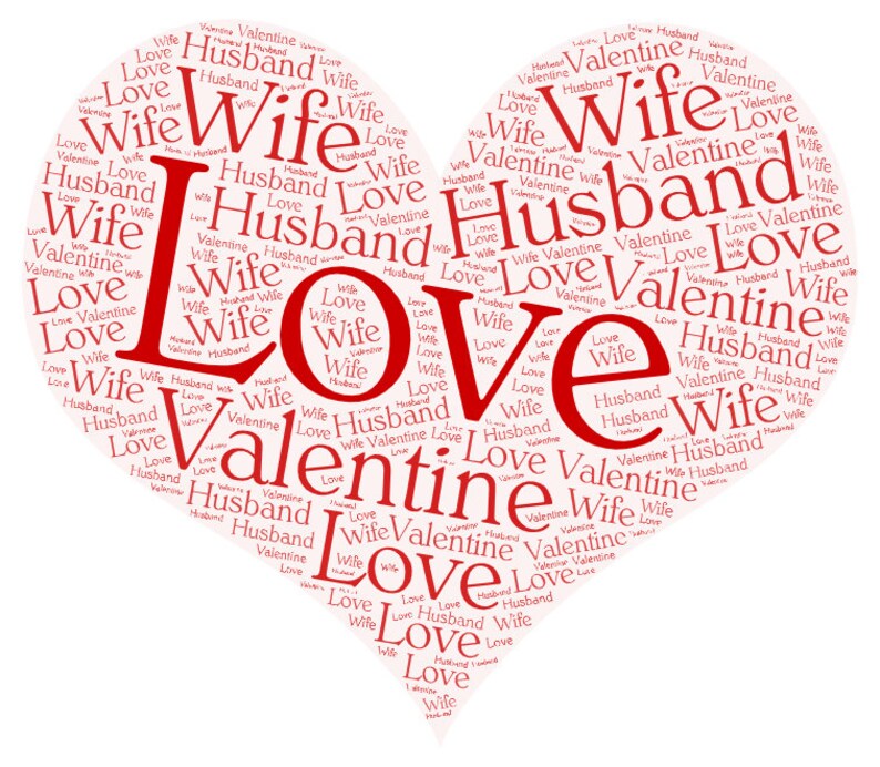 Custom Heart Word Cloud Wordle Word Collage Ideal Gift for Valentine's ...