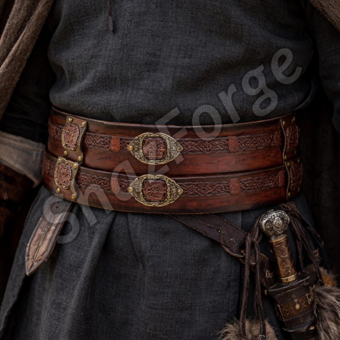 Viking Double Buckle Belt | Medieval Renaissance LARP Cosplay Costume ...