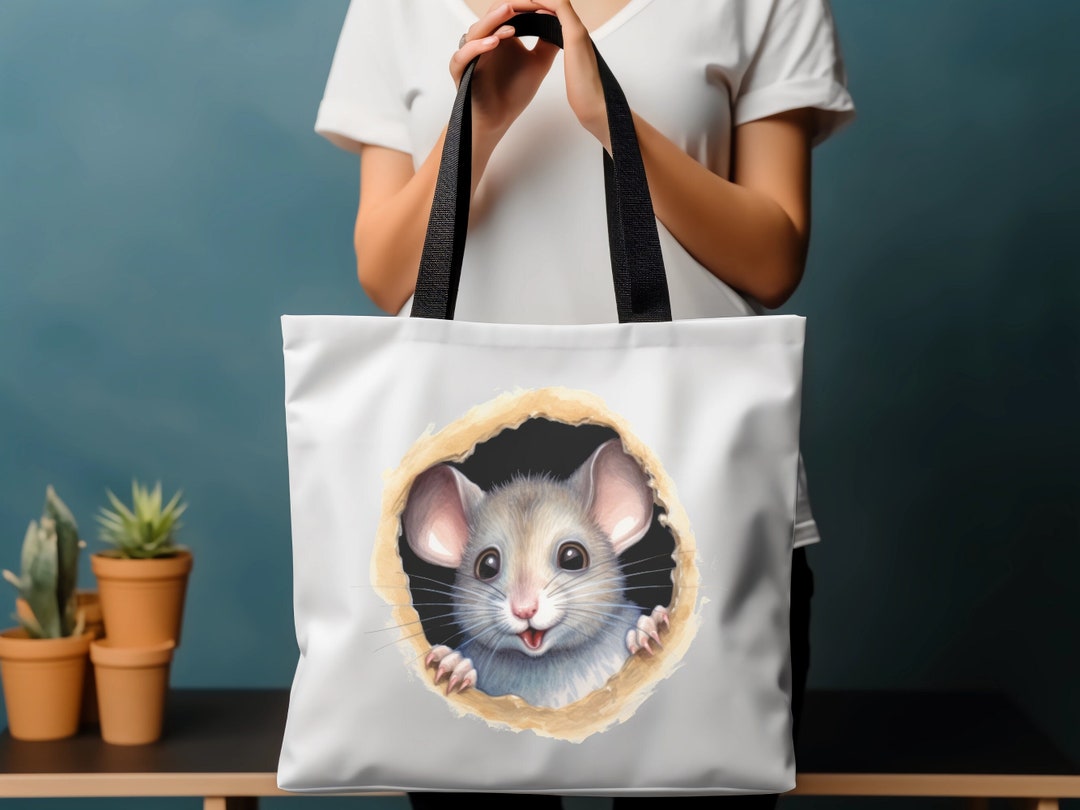Peekaboo Mouse Tote, Cute Mouse Tote Bag, Mouse in a Hole Tote, Tote ...