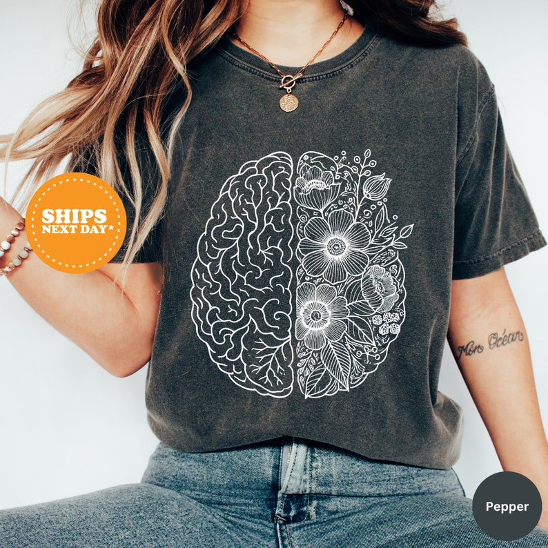 Human Brain Shirt, Floral Brain Anatomy Shirt, Nursing Student Tee ...