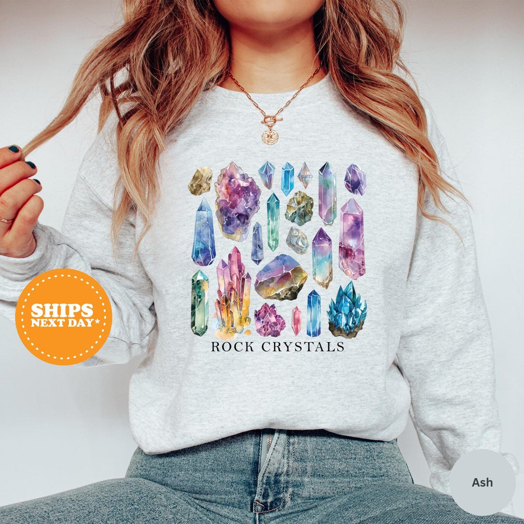 Crystal Themed Sweatshirt, Gift for Her, Rock Crystal Sweatshirt ...