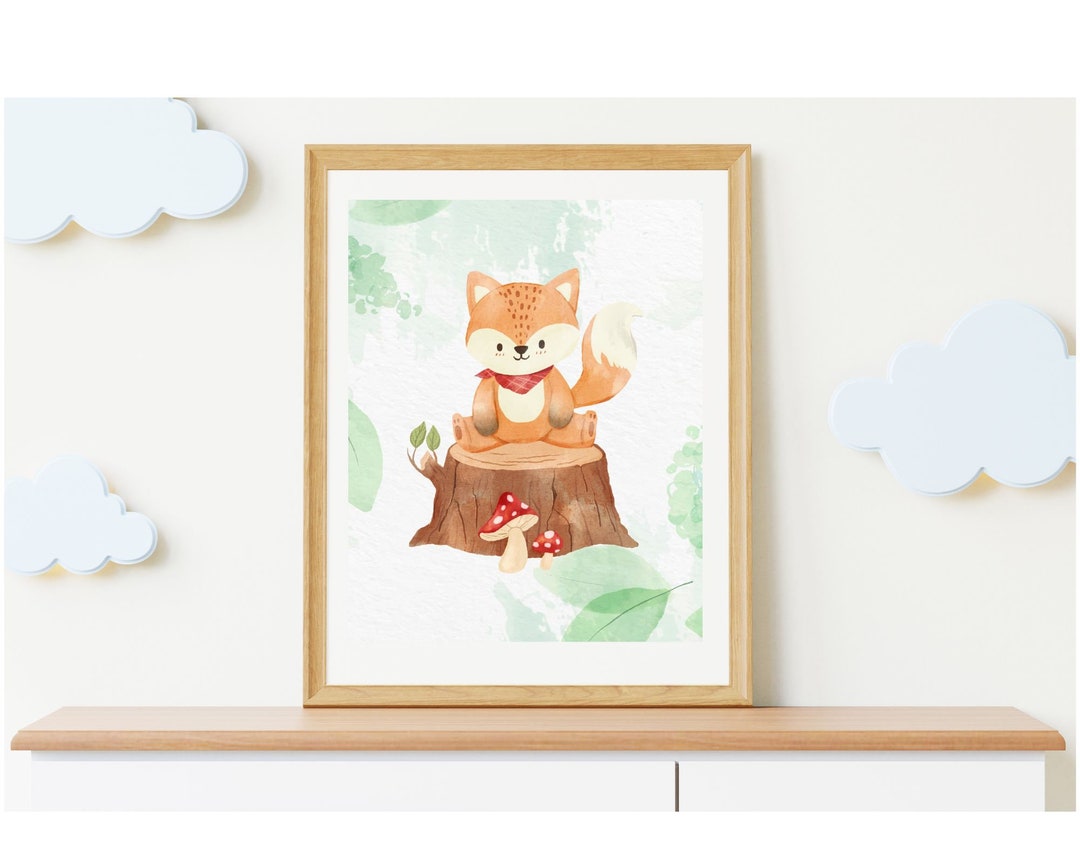 Woodland Room Decor Print Fox Wall Hanging Bedroom Outdoor Theme ...