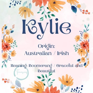 Kylie Name Meaning Printable Downloadable File Wall Hanging - Etsy