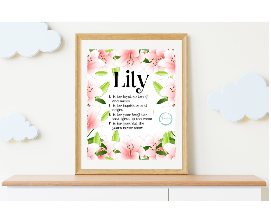 Lily Name Meaning Printable Downloadable File Wall Hanging - Etsy