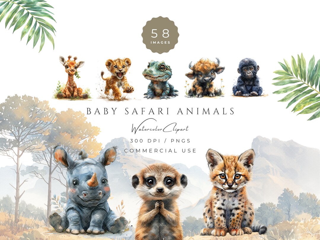 Wildlife Baby Safari Animals Clipart Png, African Background for Wild ...