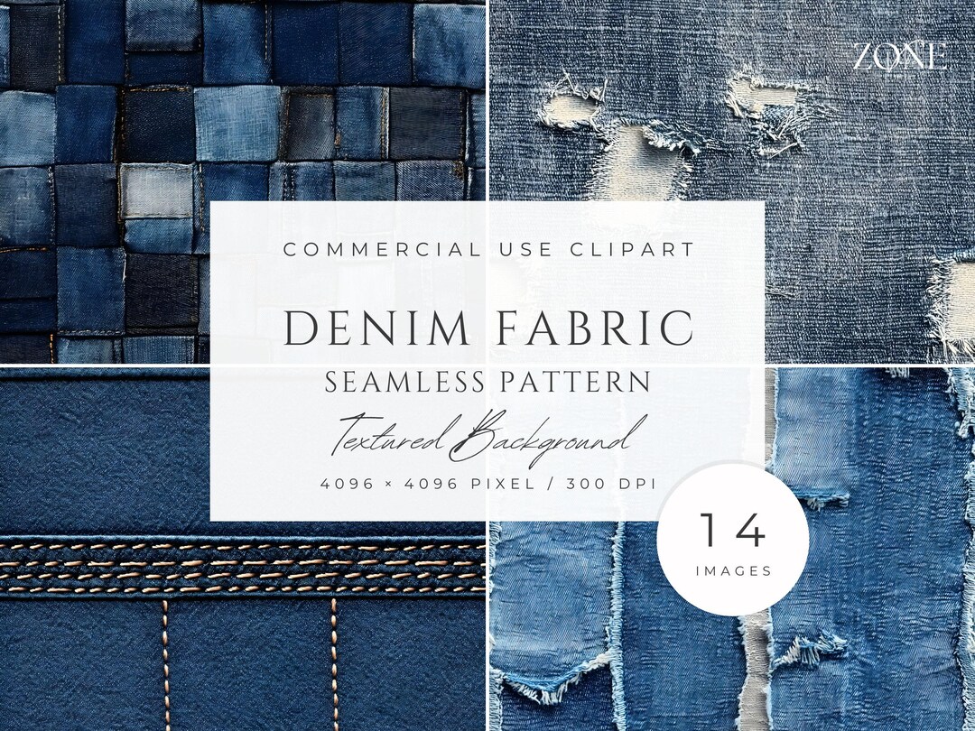 Blue Denim Texture Digital Paper, Jeans Fabric Seamless Pattern for Junk Journal, Photoshop ...