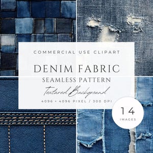 Blue Denim Texture Digital Paper, Jeans Fabric Seamless Pattern for Junk Journal, Photoshop ...