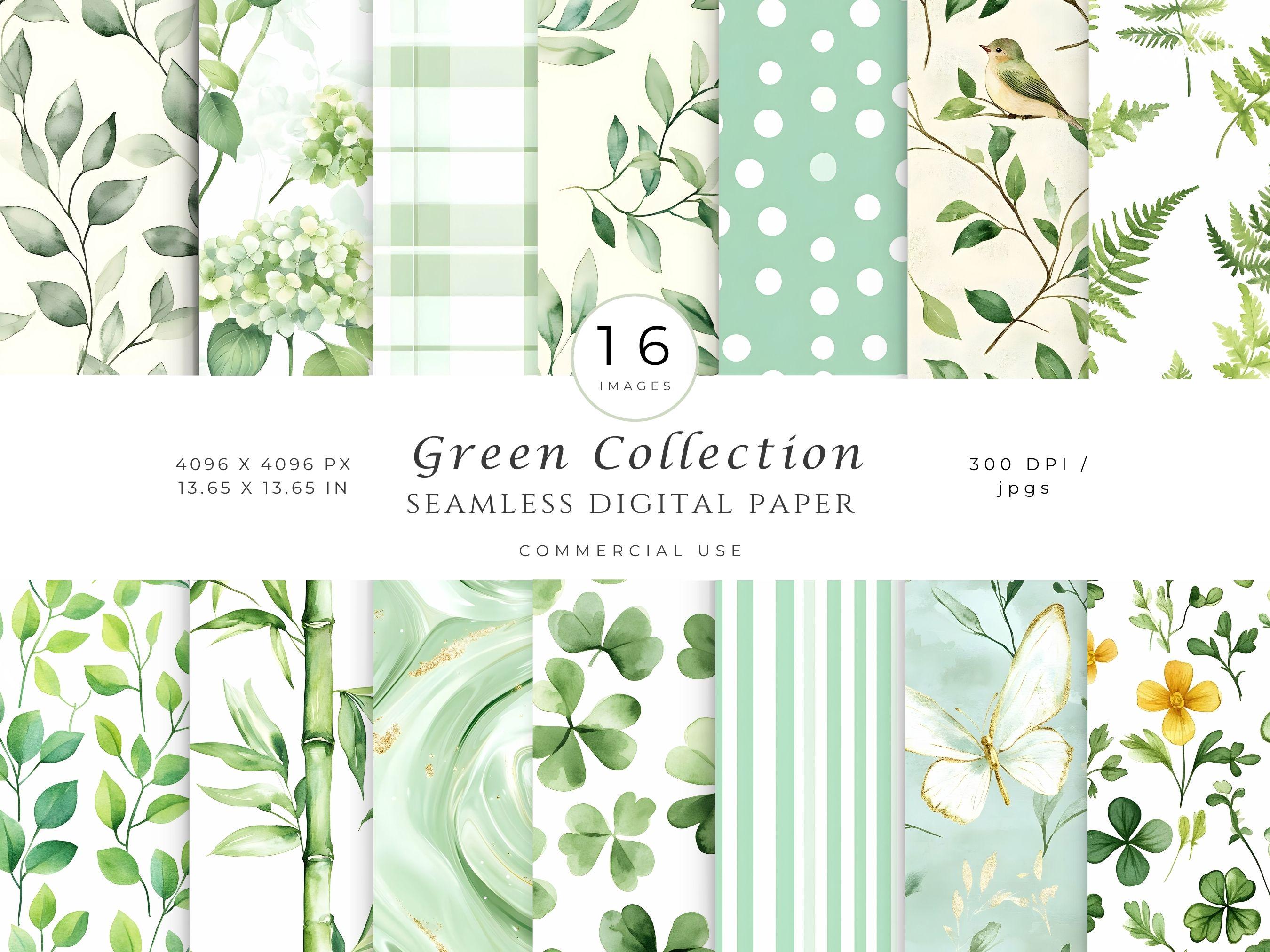 Sage Green Digital Papers, Watercolor Neutral Greenery Pattern for ...