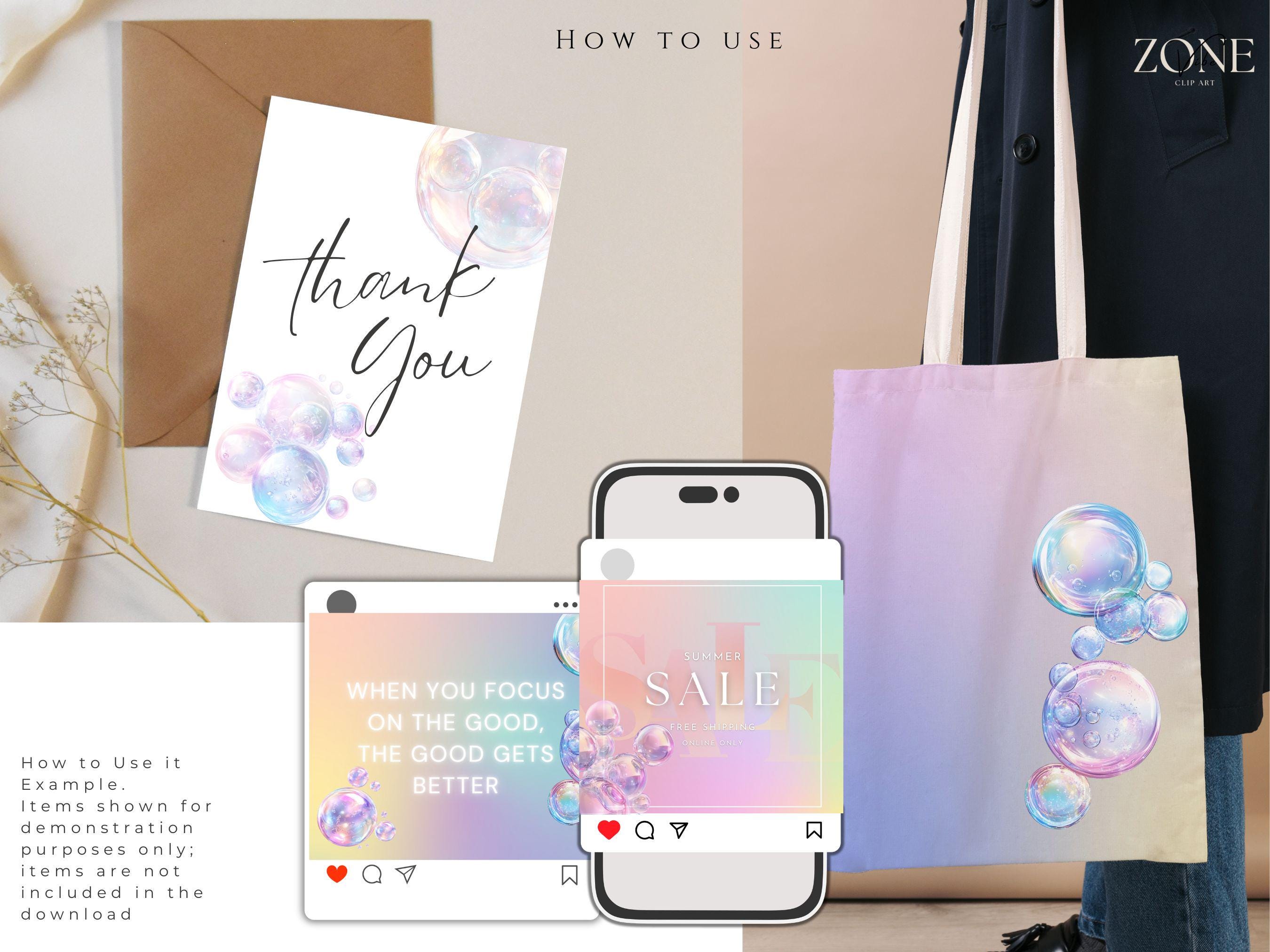 Dreamy Iridescent Bubbles Clipart, Colourful Rainbow Bubbles PNG, Card ...