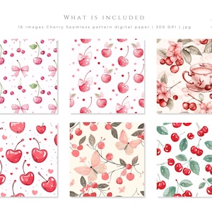 Cute Cherry Digital Paper Seamless Pattern Sweet Cherries Print ...